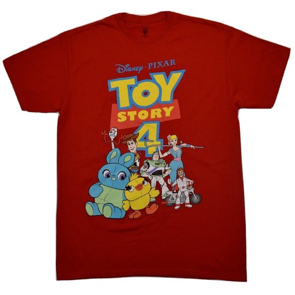 Disney | Shirts | Disney Pixar Mens Toy Story 4 Cast Of Characters Red ...